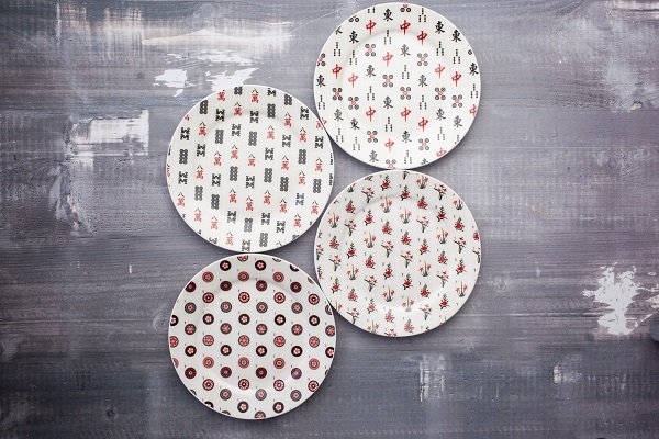 8 inch Mah Jongg decorated Porcelain Plates (set of 4) - MahJongg Maven ...