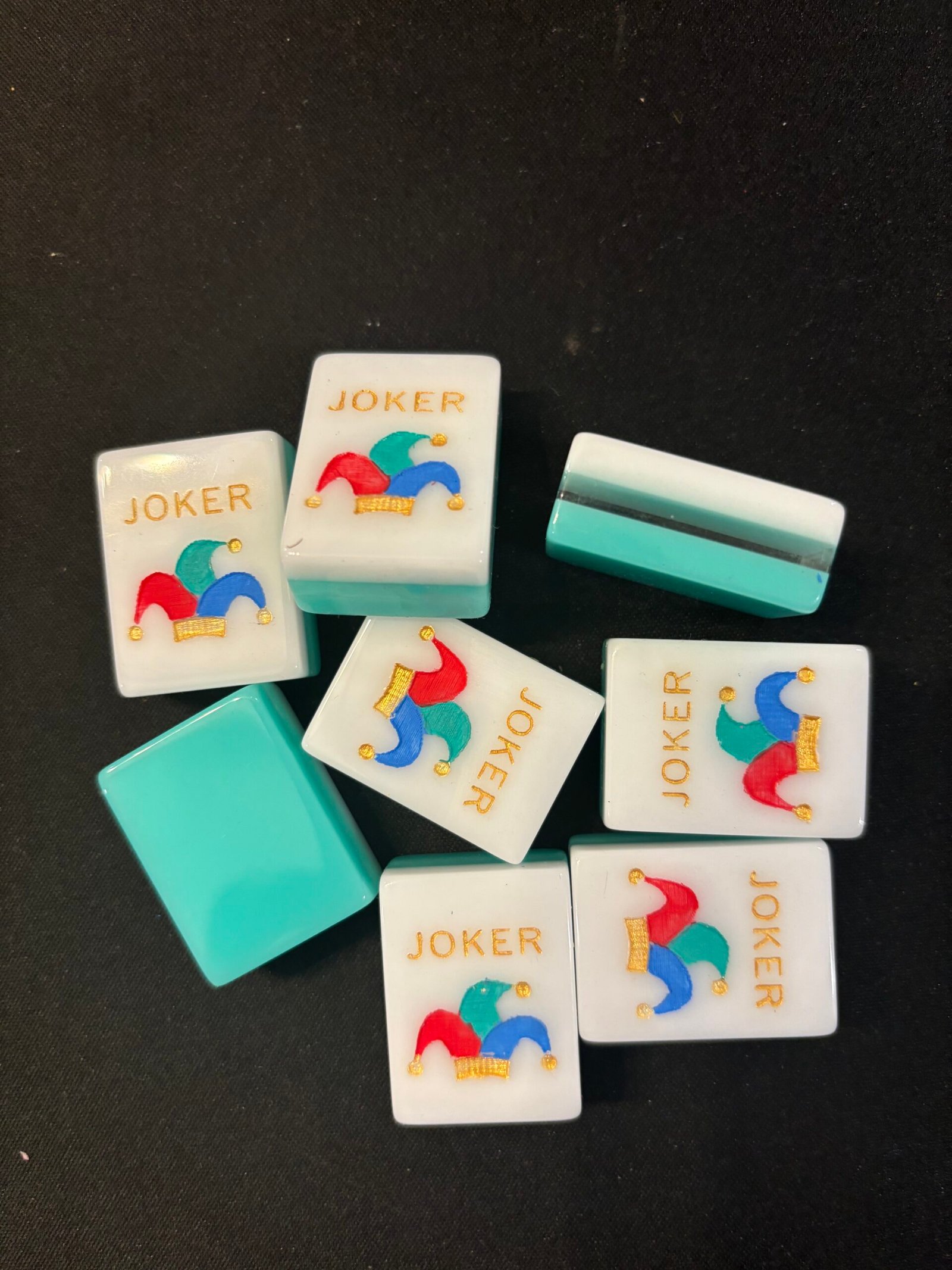 3 Layer Turqoise Mahong tile set with Custom Jester Jokers - MahJongg ...