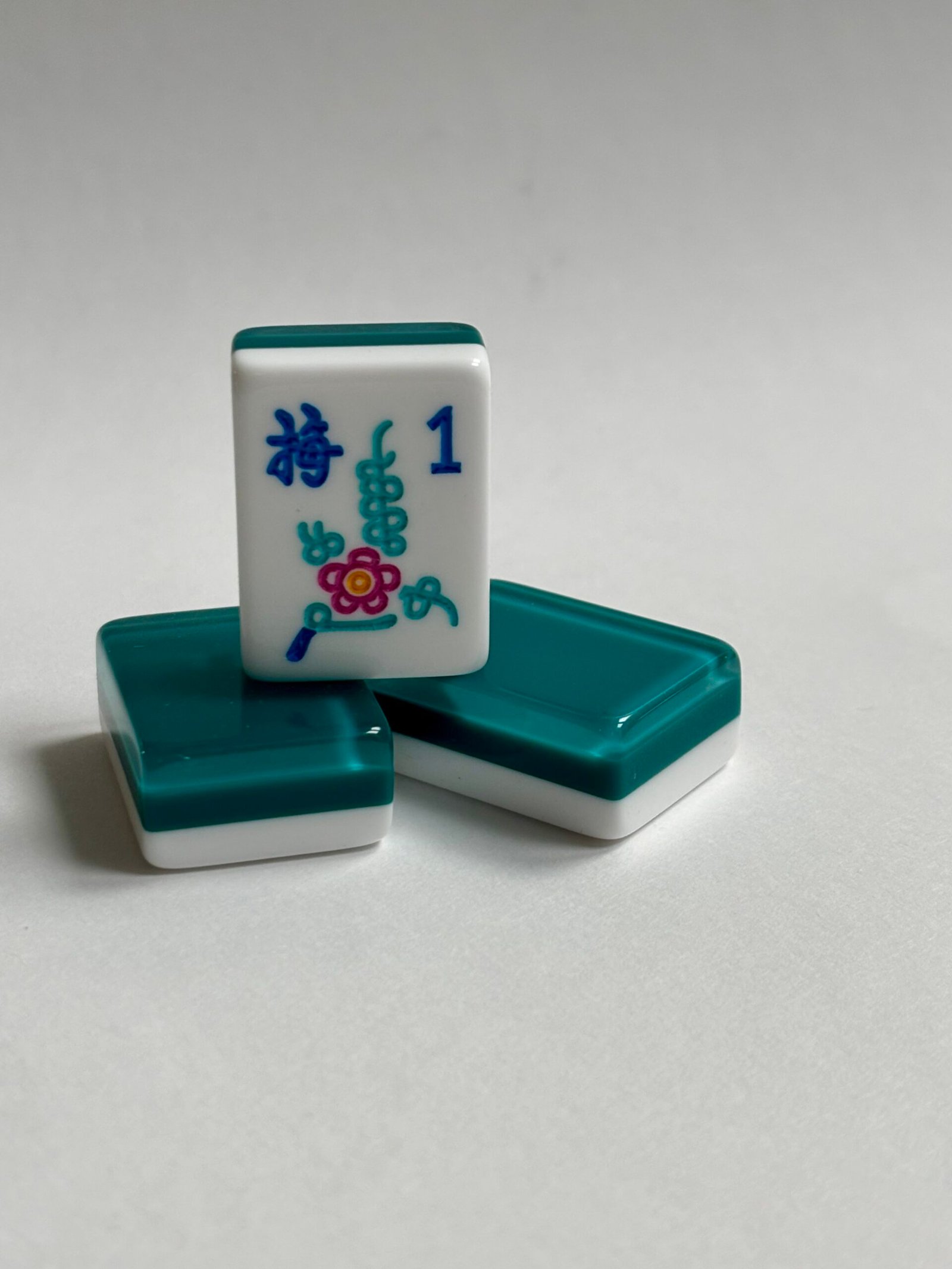 3 Layer Teal Green Engraved and Hand Painted American Mah Jongg tile ...
